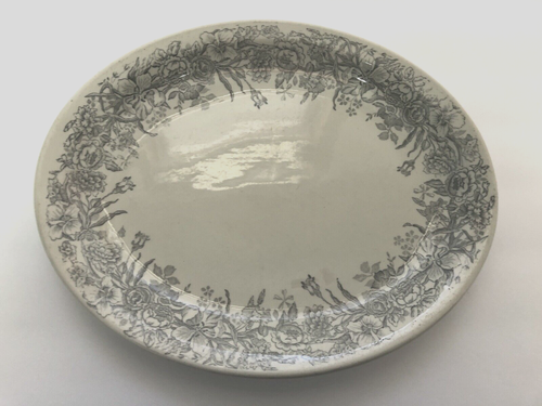 Vintage Tepco China USA Heavy Platter Serving Tray Gray Floral Design ...