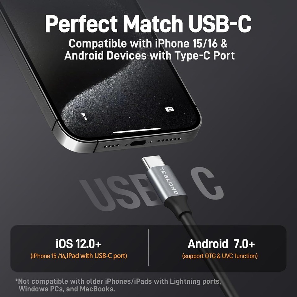 50FT Sewer Inspection Camera USB C Drain Plumbing Snake Borescope ...