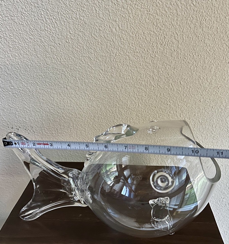 MCM Clear Hand Blown Glass Fish-Shaped Bowl/Vase/Terrarium-EUC “Blenko ...