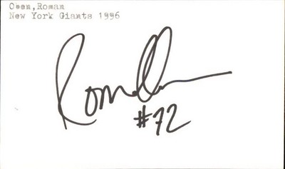 Roman Oben Signed 3x5 Index Card Cut Giants Browns Chargers Autograph ...