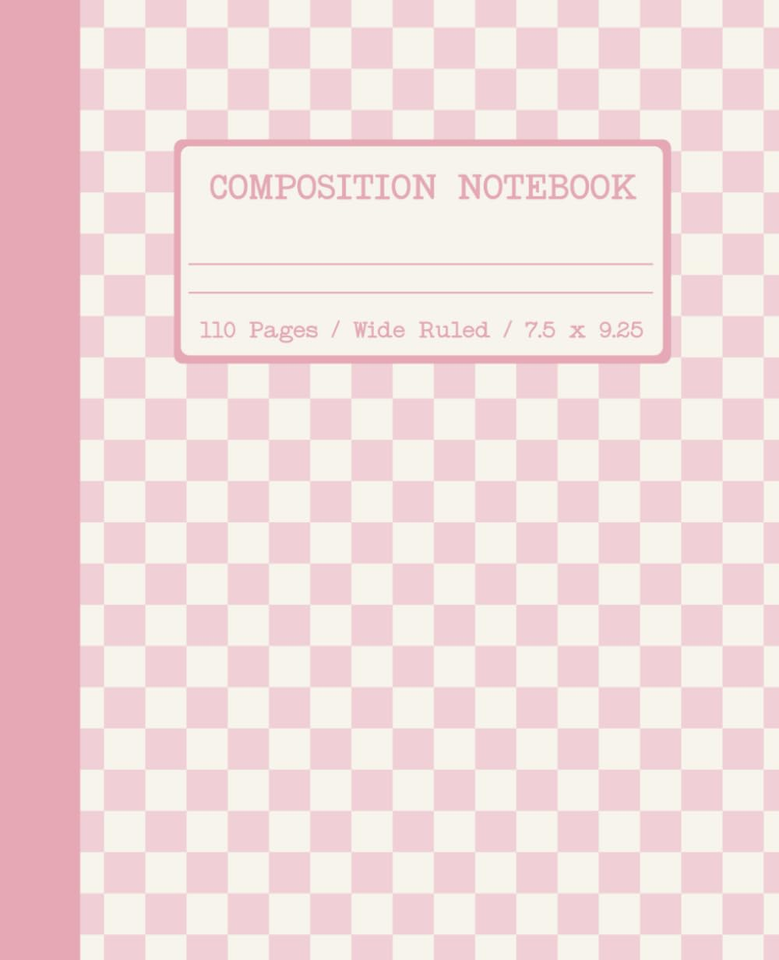 Composition Notebook Wide Ruled: Cute Preppy Pink Check Aesthetic ...