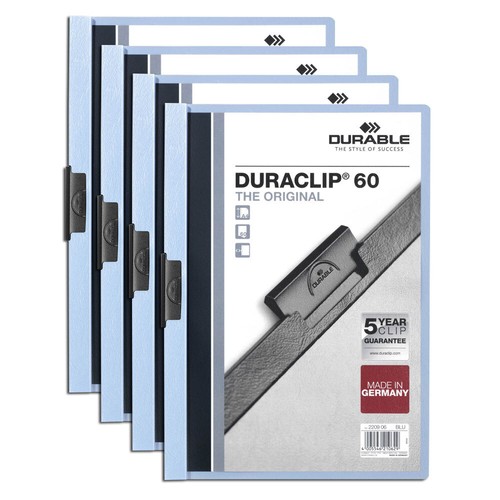 4x Durable Duraclip 60-Sheet A4 Document Folder Stationery Paper ...