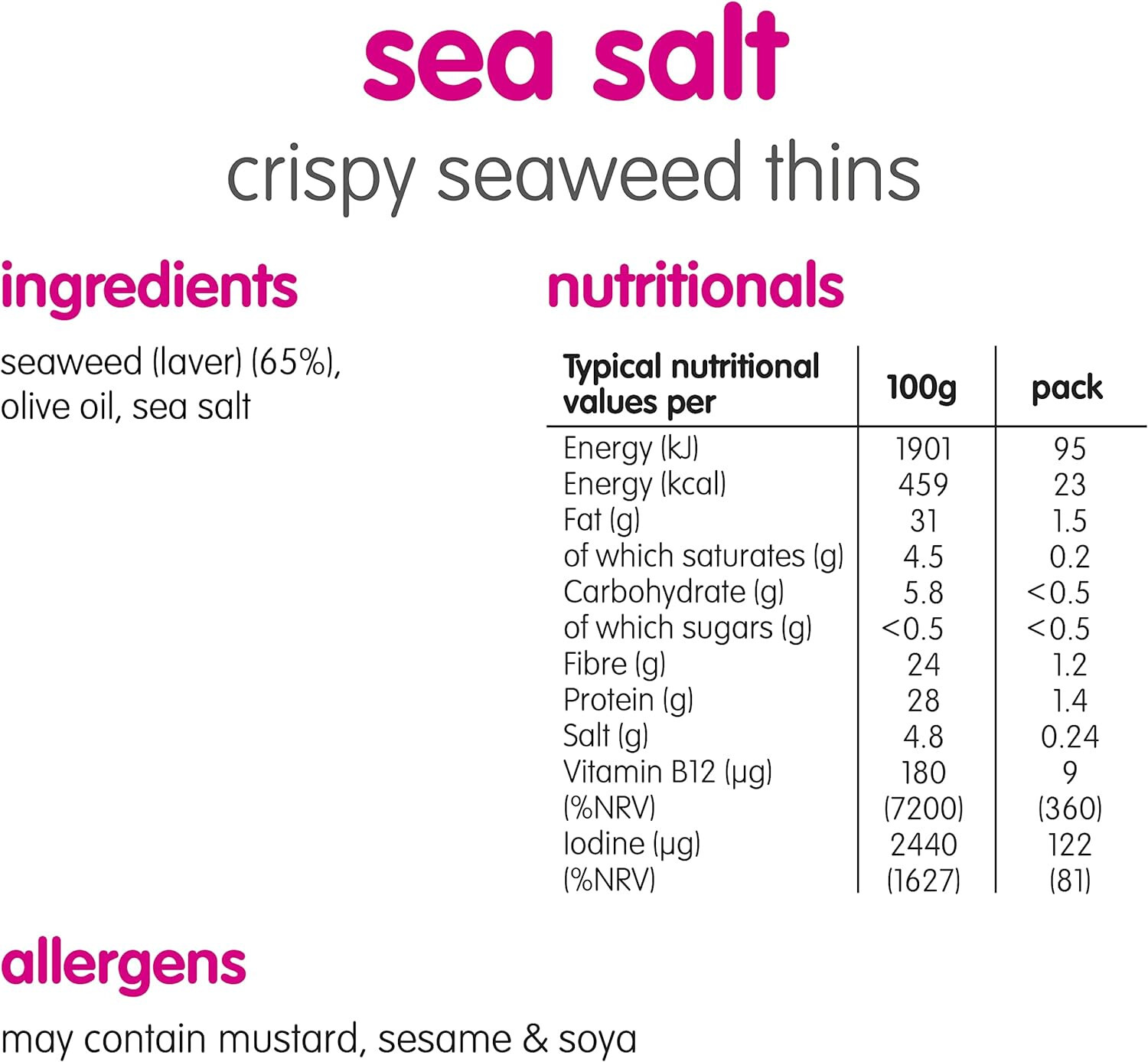 Itsu Crispy Seaweed Thins - Sea Salt 5g x 16 Packs **New Trayless Packs ...