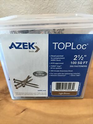 AZEK TOPLoc 2 1/2" STAINLESS LIGHT Brown DECK SCREWS 350 SCREWS | eBay