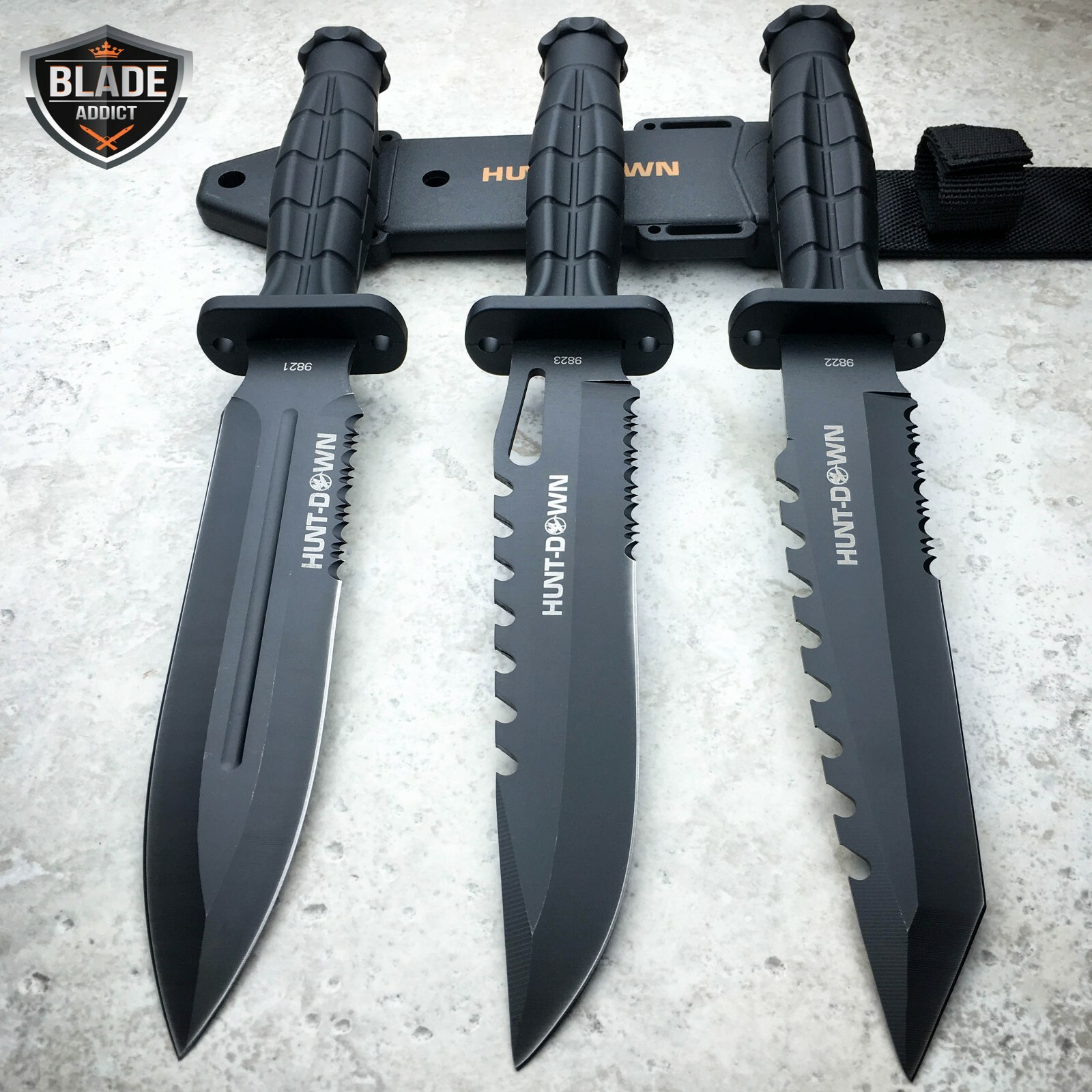 12" Tactical Hunting FIxed Blade Bowie Survival Military Knife Dagger w ...