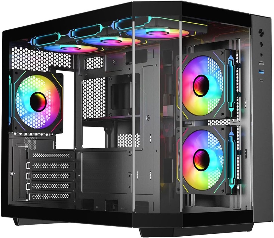 PC Gaming Case, MICRO ATX Mid, Dual Chamber - Type C, ARGB Options ...