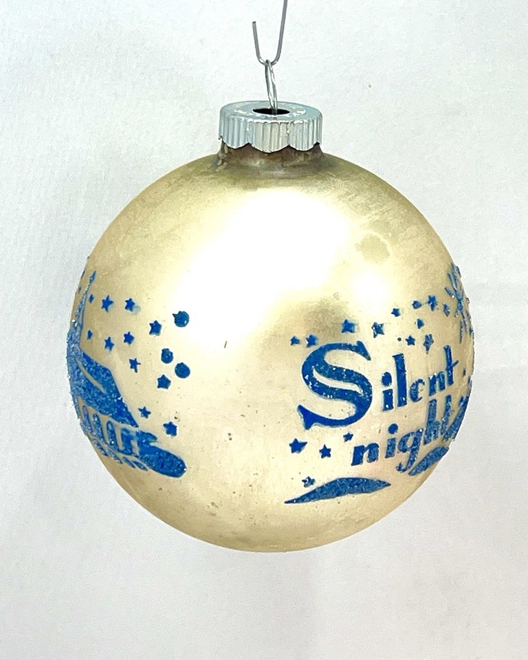 Vintage Shiny Brite Jumbo Blue Silent Night Church Star Glass Christmas ...