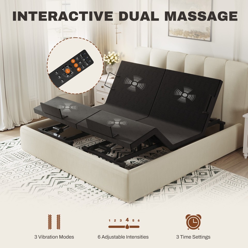 FLEXISPOT Massage Zero Clearance Adjustable Bed Frame Base with ...