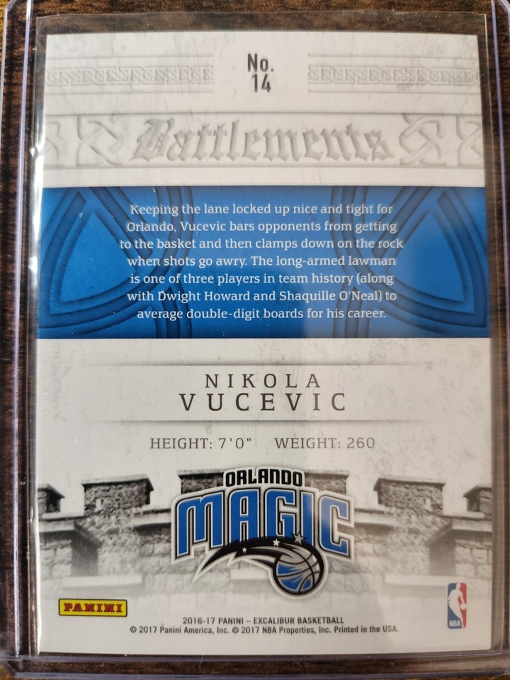 2016-17 Panini Excalibur Nikola Vucevic Battlements Red /99 #14 Orlando ...