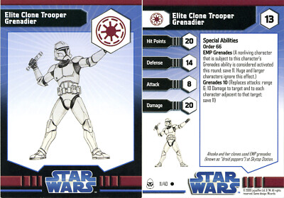 Star Wars Miniatures Clone Wars ELITE CLONE TROOPER GRENADIER #11 card ...