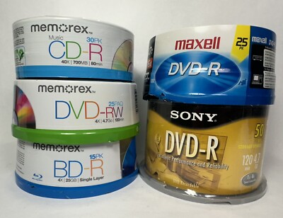Memorex Sony Maxell BD-R, DVD-RW, DVD-R, CD-R New Sealed Lot Of 5 | eBay