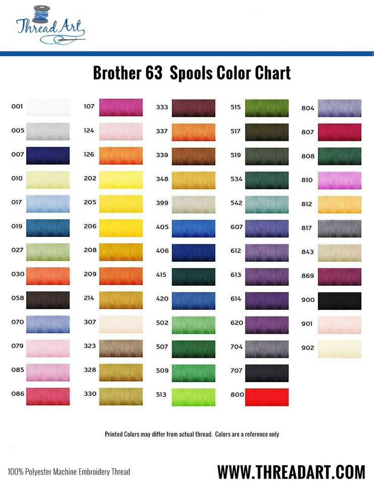 Threadart 63 Spool Brother Colors Polyester Embroidery Machine Thread ...