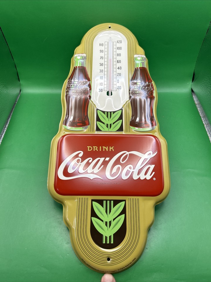 Coca Cola Double Bottle Embossed Advertising Thermometer Vintage ...