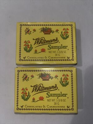 Vtg Lot Of 2 Whitman's Sampler 1. 3/8 oz / 38 Grams, Boxes Only Empty ...