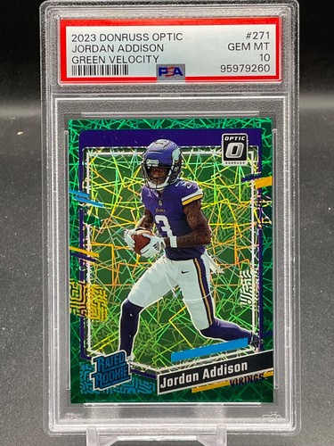 2023 Donruss Optic Green Velocity #271 Jordan Addison Rated Rookie Card ...