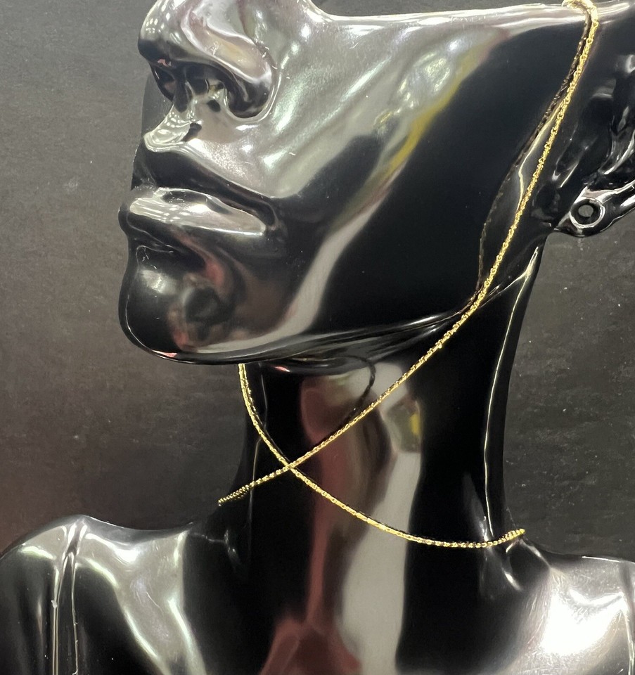 18K Yellow Gold Rounded Bars/ Bamboo Style Diamond Cut Pattern Necklace ...