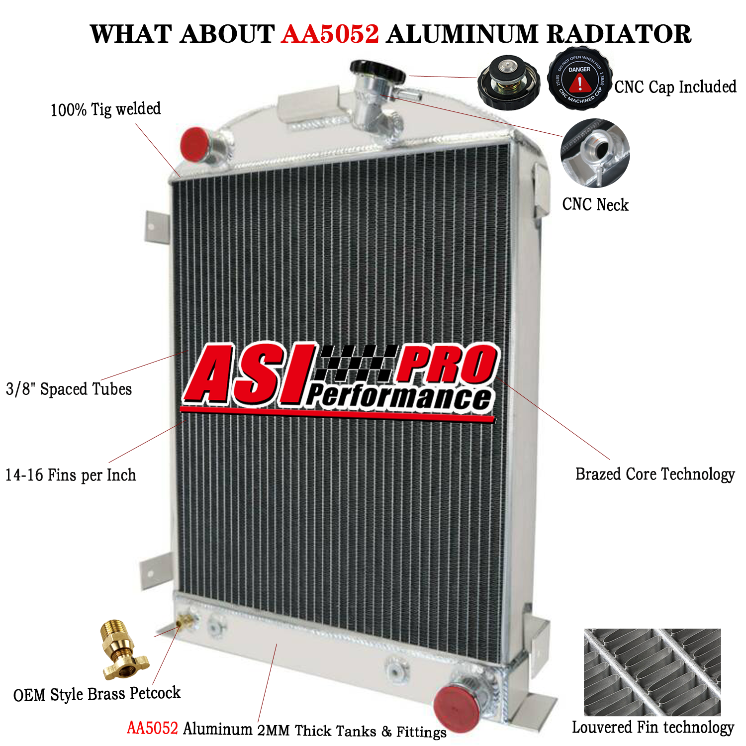 4 ROW CORE Aluminum Radiator FOR 1930-1931 FORD MODEL A W/CHEVY ENGINE ...