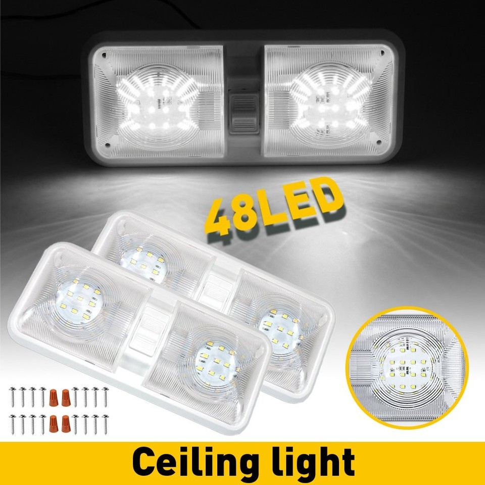 2X RV 22v LED Interior Ceiling Light Boat Camper Trailer Single Dome w ...