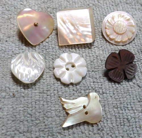 7 Vintage Antique Realistic MOP Mother of Pearl Picture Buttons | eBay