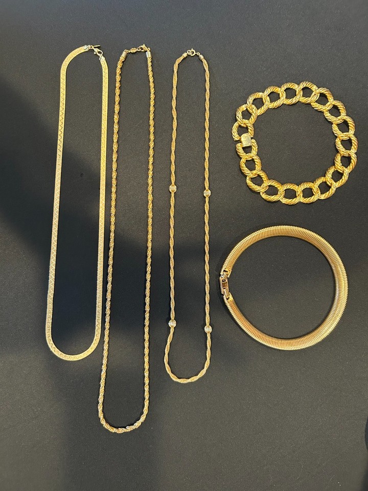 Lot of Five Gold-Colored Chain Necklaces; Vintage Costume Jewelry | eBay