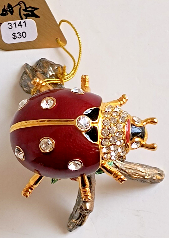 KG &C Inc. 24K Gold Plated Enamel Metal Lady Bug with Swarovski ...