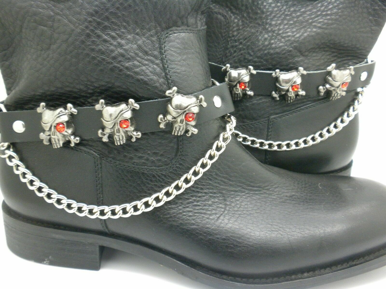 Genuine Leather Skull Pirate Crossbones Boot Straps with Under Heel ...