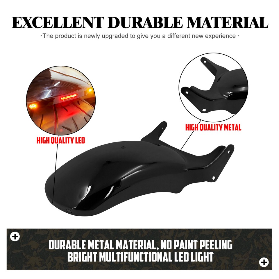 Rear Short Fender w/ Turn Signal LED Light For Harley Rocker C Breakout ...