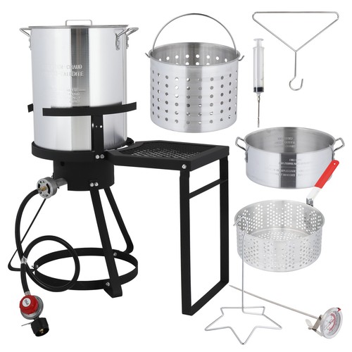 Outdoor Deep Turkey Fryer 30QT Gas Propane Stock Pot Cooker Rack 10QT ...