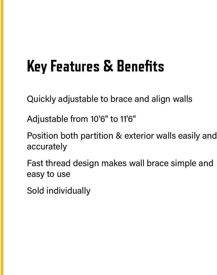 Adjustable Wall Brace Fast Easy Alignment For Walls 10 6 To 11 6 Inches ...