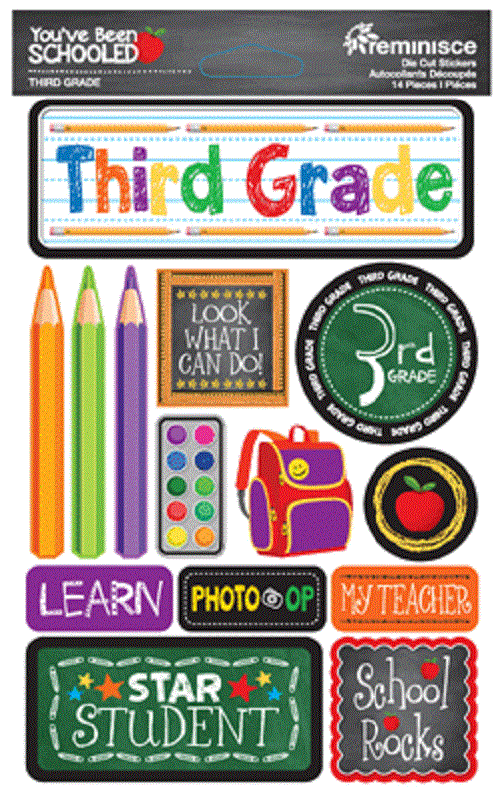 Scrapbooking Crafts Stickers 3D School Third 3rd Grade Rocks Star ...