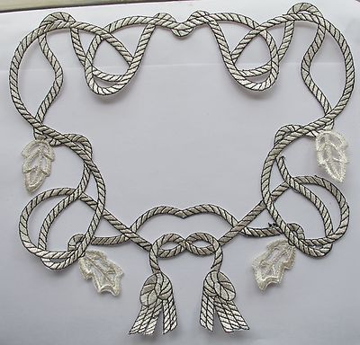 2236S 10-3/4" Silver Trim Fringe Rope w/Leaves Embroidery Iron On ...