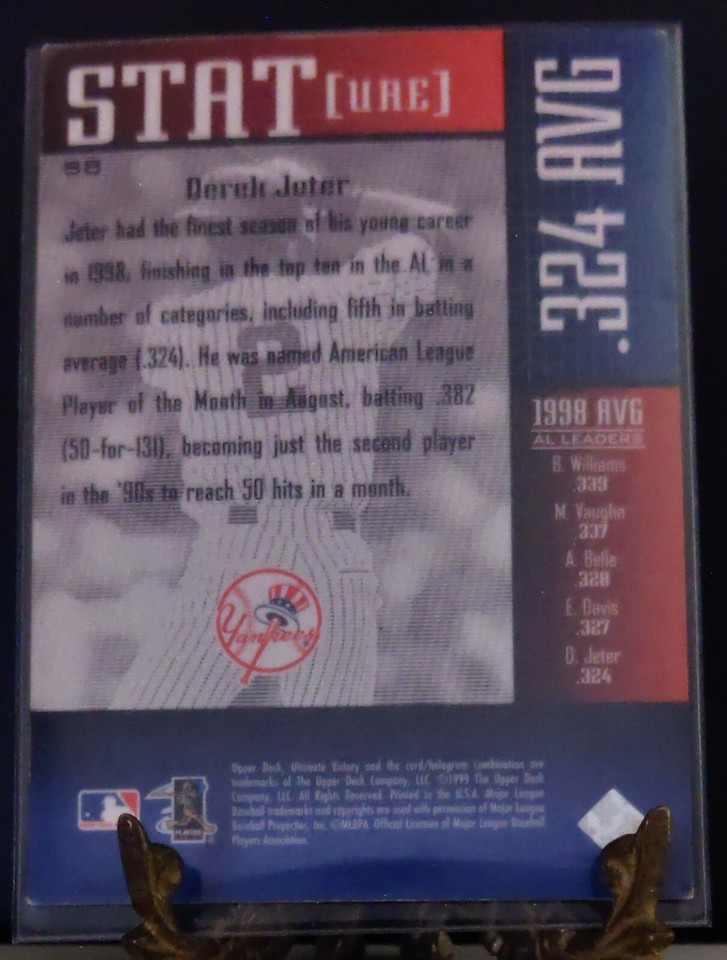 1999 DEREK JETER Upper Deck STATure Ultimate Victory# 55 NY Yankees HOF ...