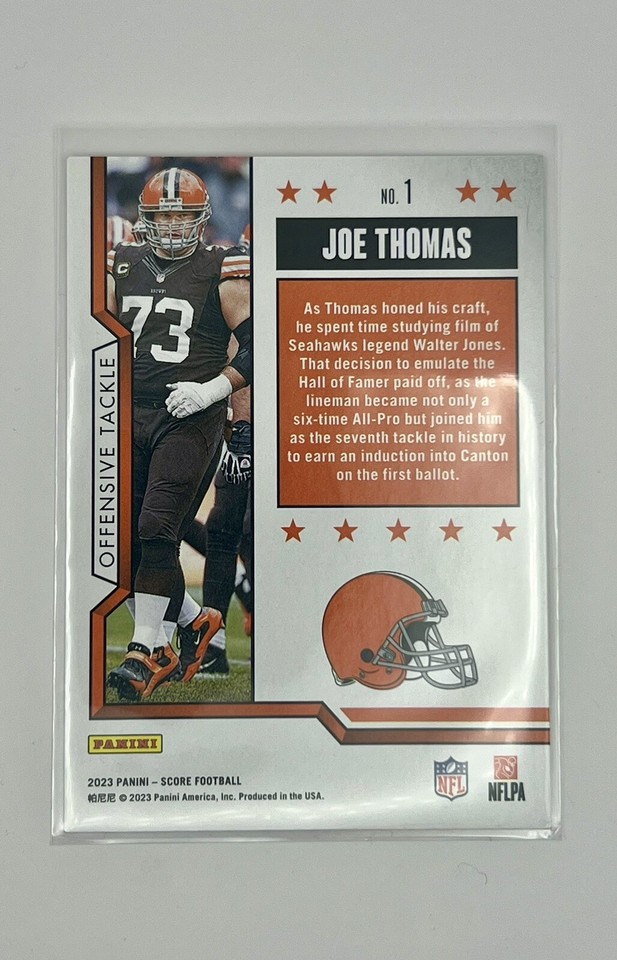 2023 Score Football Joe Thomas Card #1 First Ballot Insert Browns | eBay