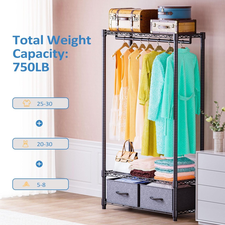 Heavy Duty Garment Rack Wire Clothes Rack for Hanging Clothes, Metal ...