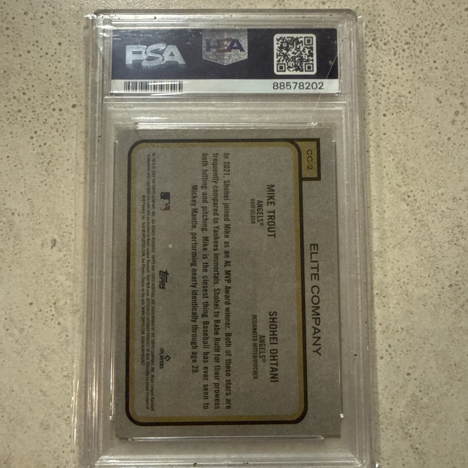 2022 Topps Heritage High Number Combo Cards M. Trout S. Ohtani #CC2 PSA ...