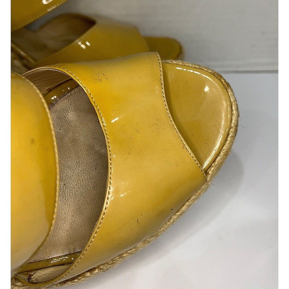 Auth Jimmy Choo Patent Leather Platform Espadrille Wedge Heels Sz US 9. ...