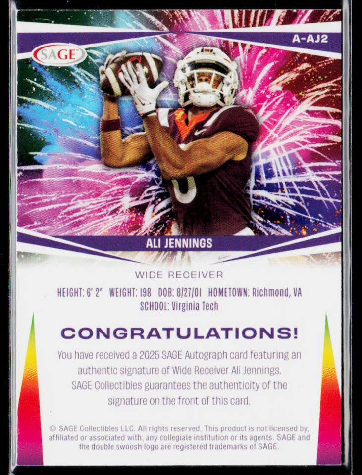 2025 SAGE HIT Low Series #A-AJ2 Ali Jennings Autographs Blue | eBay