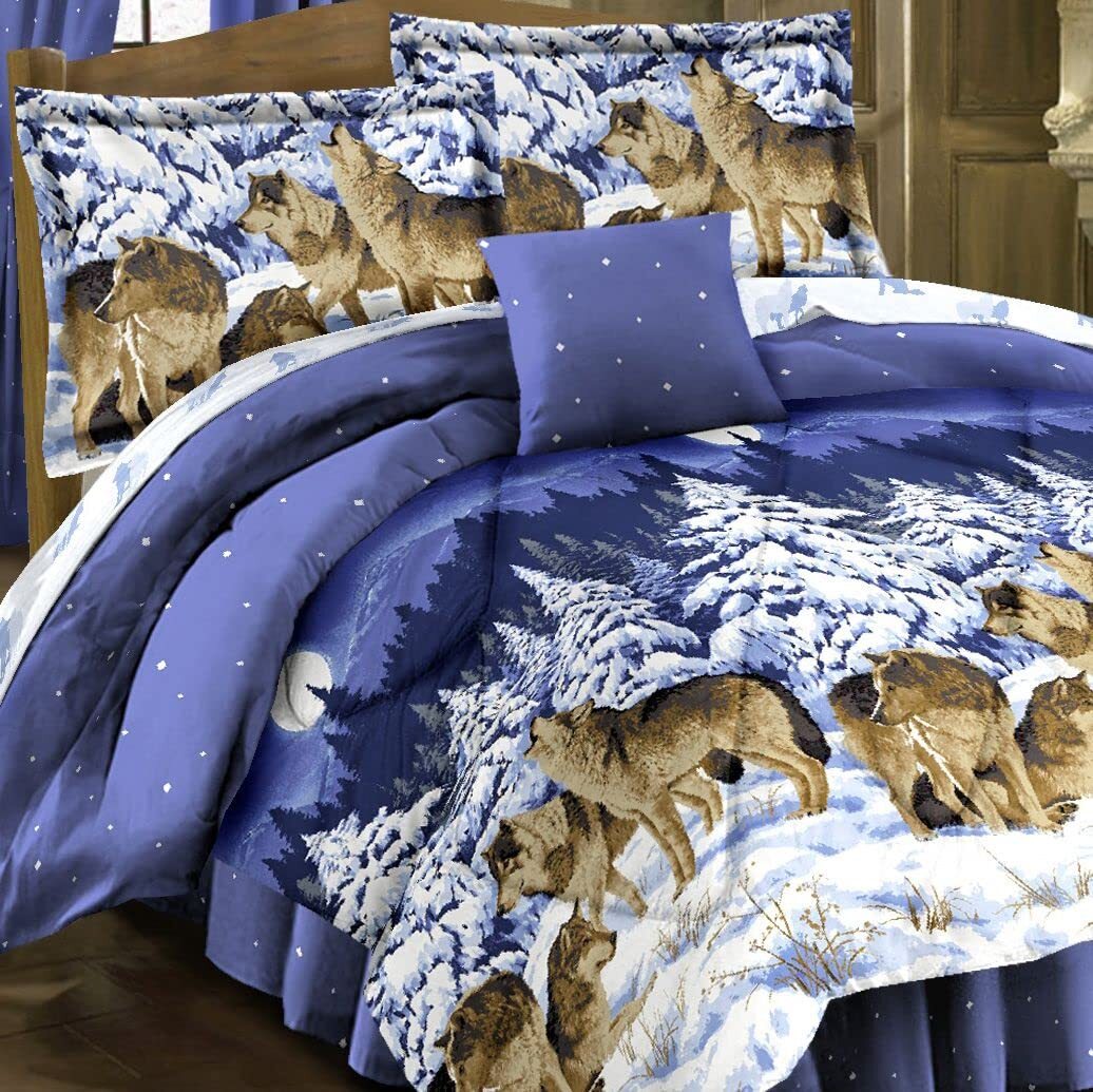 Midnight Blue Comforter Set & Sheets Wildlife Lodge Cabin bed In A Bag ...