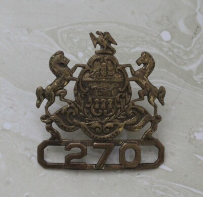 Pennsylvania Coat of Arms/State Crest Hat Device 2" Brass with No. 270 ...