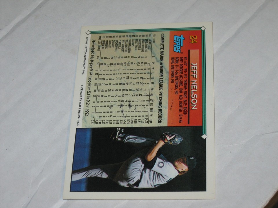 Jeff Nelson Autographed Topps Baseball Card | eBay