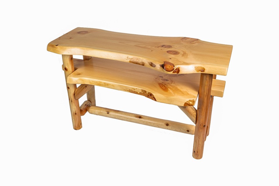 Southern Rustic Logwerks Log Console Table with Shelf Live Edge | eBay