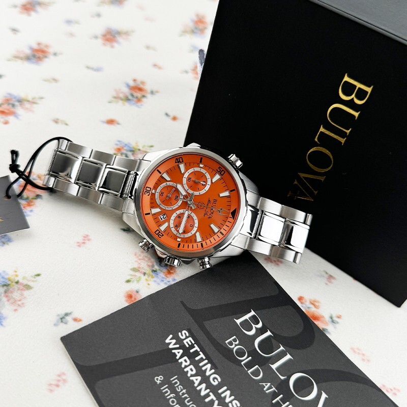 Bulova 96B395 Marine Star Orange Dial Men's Chronograph Quartz Watch ...