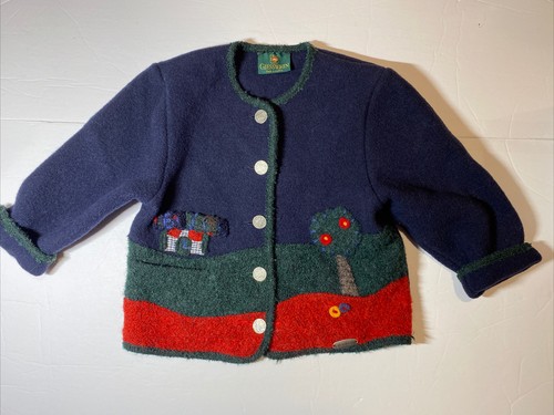 Giesswein Blue Pure Boiled Wool Jacket Size 6 Made in Austria House Tree Design | eBay