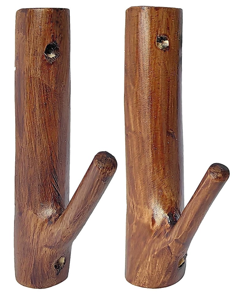 Natural Hardwood Gun Rack Wall Mount - Handmade Hooks with Pre-Drilled ...