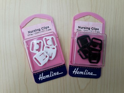 BNWT Hemline 2 Pairs of New Improved Sew In Nursing Bra Clips Black or ...