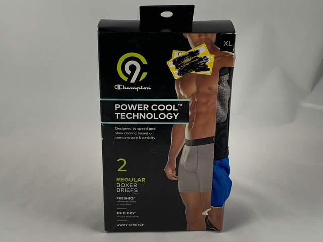 Mens C9 Champion Powercool Stretch Boxer Briefs Long Length 2pk Black S ...