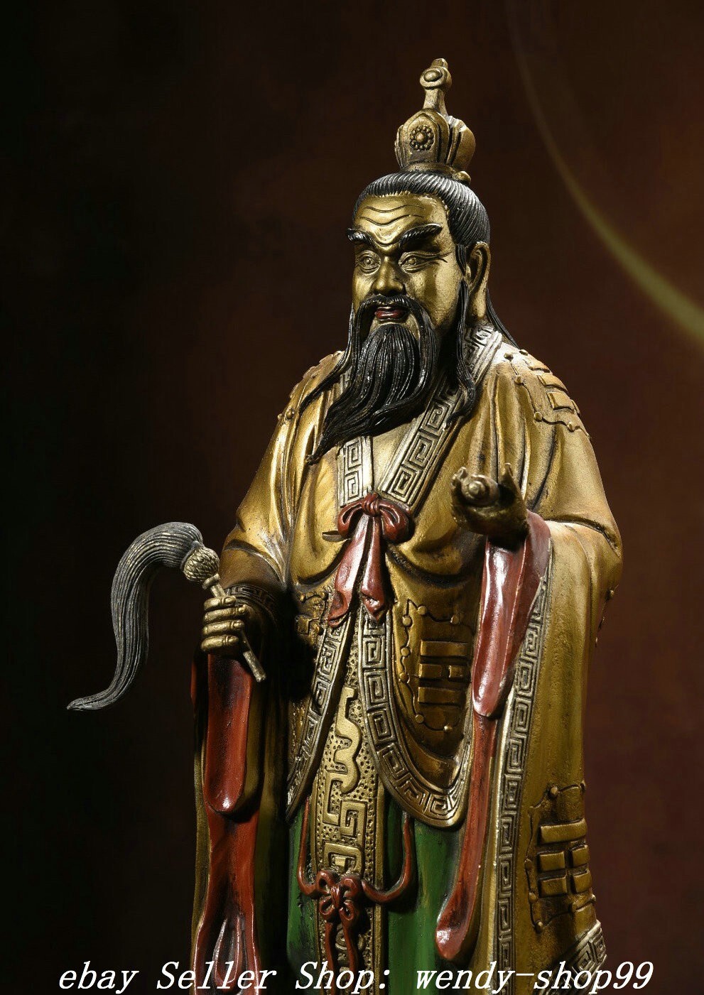 Bronze Gilt Painting Taoism Daode Yuanshi Tianzun Tai Shang Lao Jun God ...