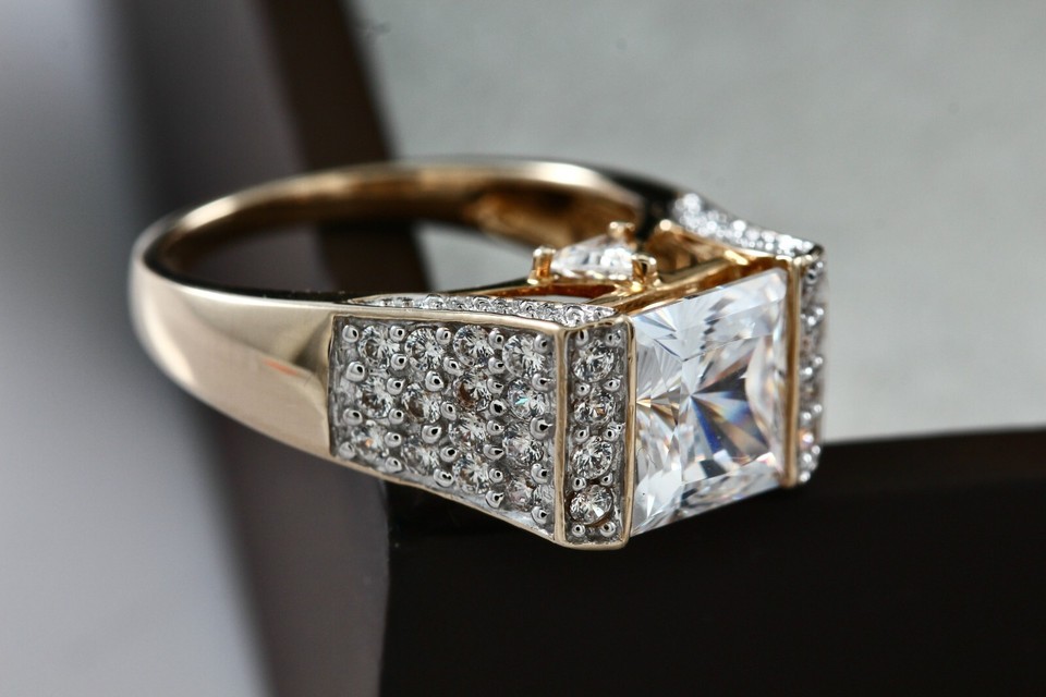 NEW MEDA China 14K Yellow Gold CZ Ring Size 6 | eBay