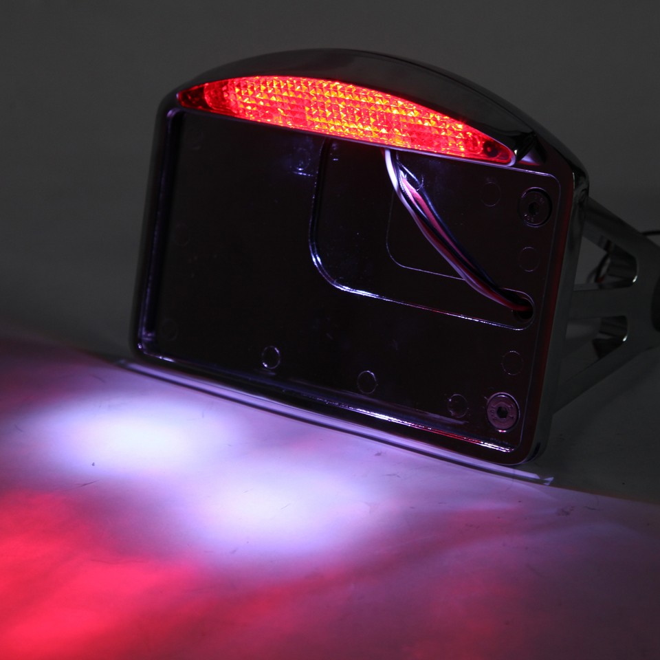 Motorcycle License Plate LED Tail Light Horizontal Side-mount Bracket ...