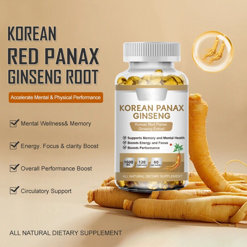 Korean Red Panax Ginseng 1600mg 120 Capsules - No Fillers Extra ...